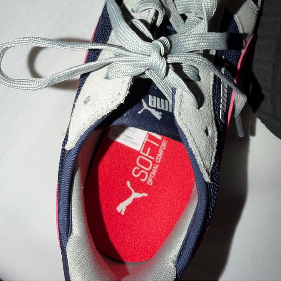 Puma | Shoes | Puma Gray And Navy Sneakers With Red Accents | Poshmark